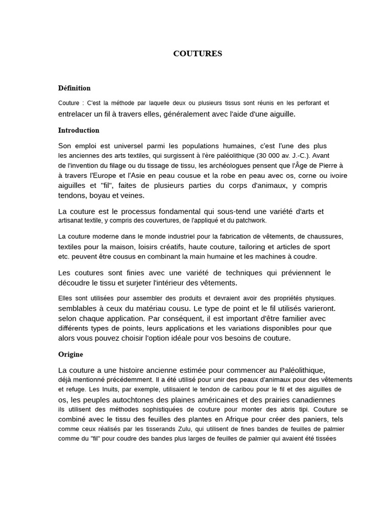 Guide complet sur les types de couture | PDF | Couture | Les textiles