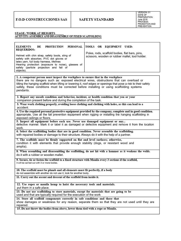 Scaffolding Safety Standards Guide | PDF | Scaffolding | Personal ...