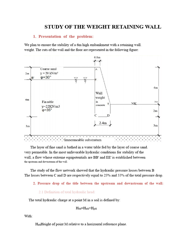Study of The Retaining Wall Weight | PDF | Force | Mechanical Engineering