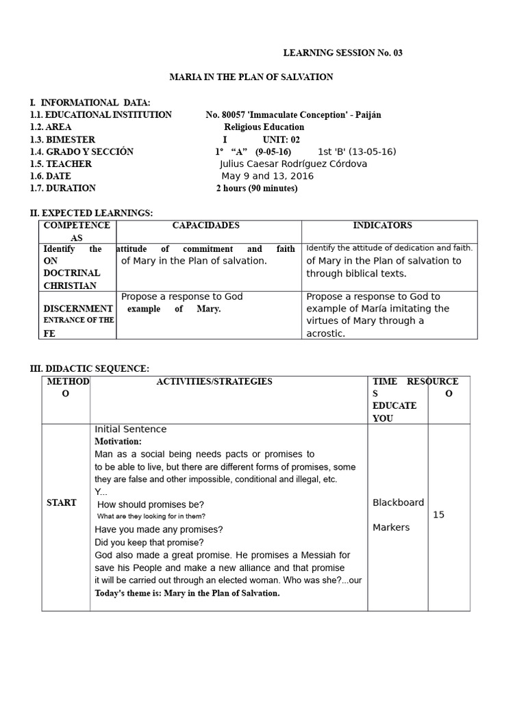 Session No. 03 Maria The Plan of Salvation | PDF | Mary, Mother Of ...