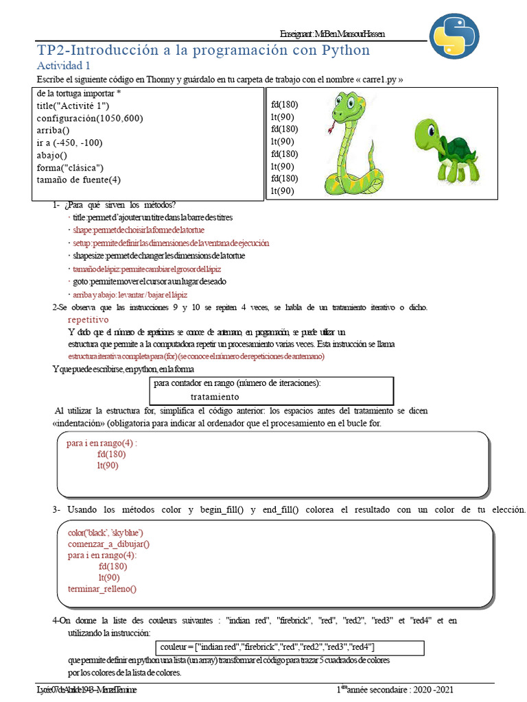 Corrección - 1er año_TP2 Python turtle v hassen 2020_2021 | PDF ...