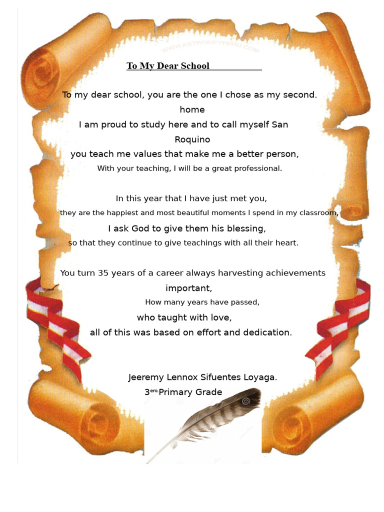 To My Dear School - Jeeremy | PDF