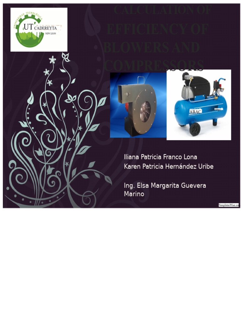 Blower and Compressor Efficiency Calculation | PDF