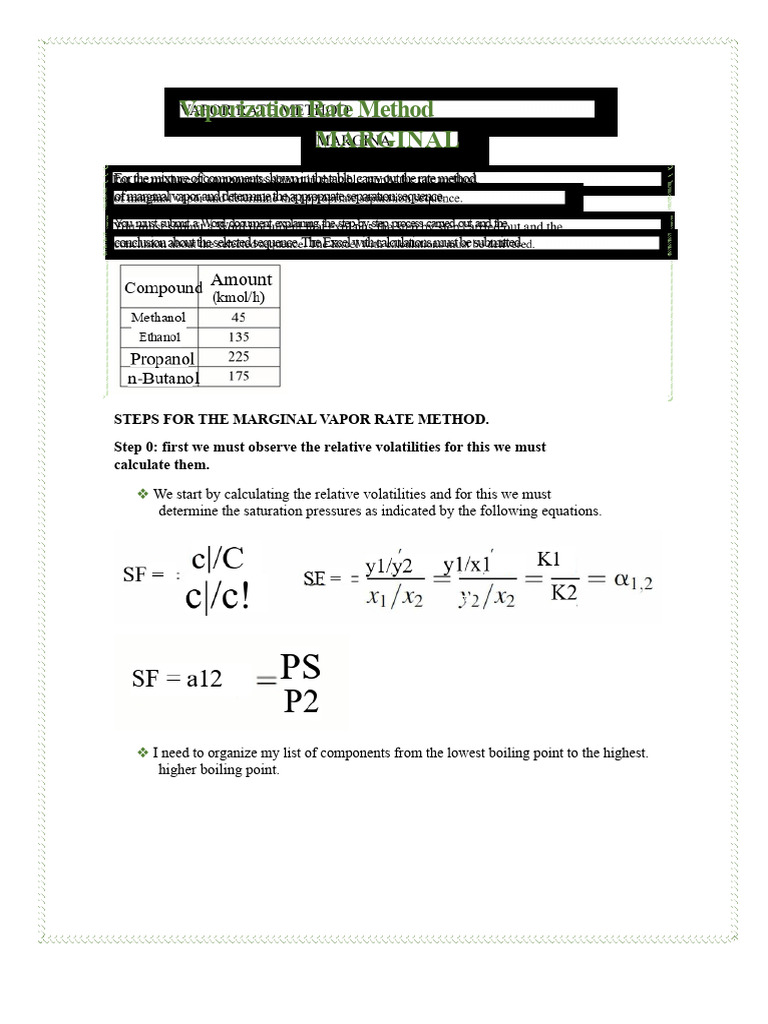 Marginal Vapor Rate Method | PDF | Distillation | Continuum Mechanics