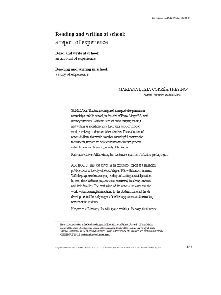 Example of Experience Report | PDF | Literacy | Pedagogy