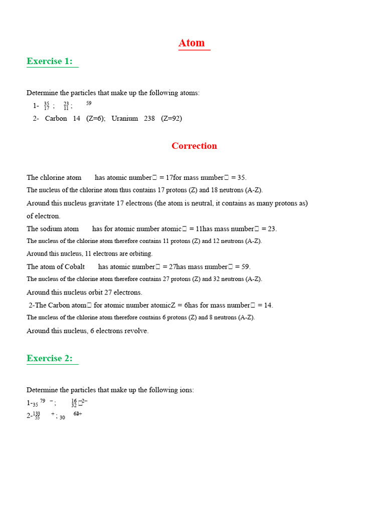the-model-of-the-atom-exercises-solved-1-1 | PDF | Atoms | Atomic Nucleus