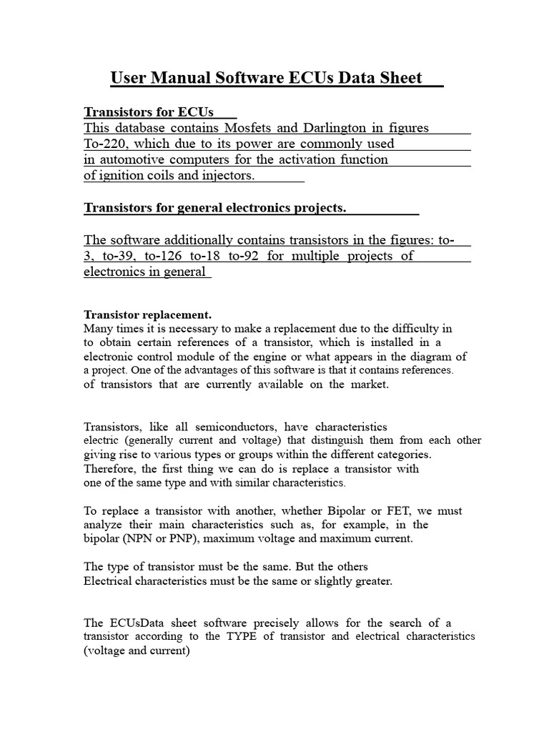 425354110 User Manual Software ECUs Datasheet | PDF