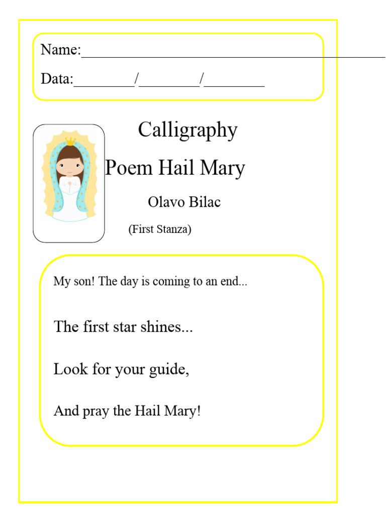 Olavo Bilac's Hail Mary Poem Analysis | PDF