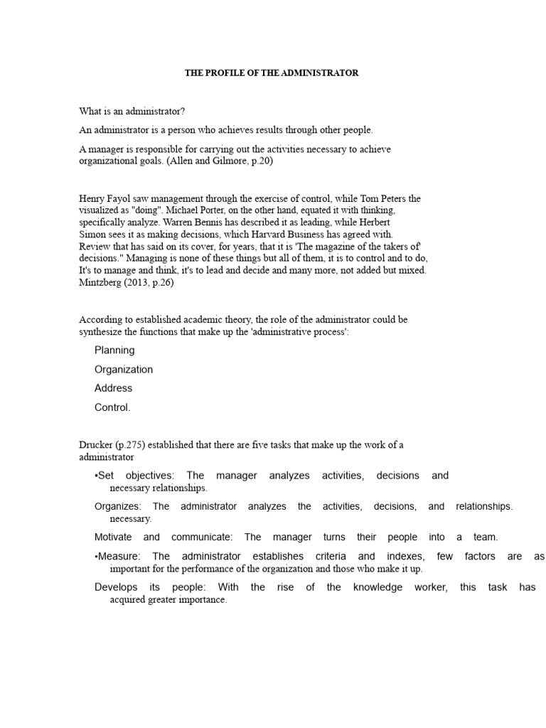1.2 The Administrator Profile | PDF | Skill | Leadership