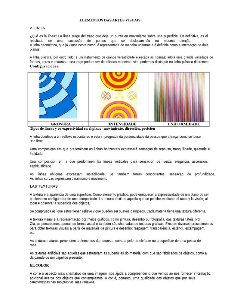 Elementos das Artes Visuais | PDF | Desenho | Cor