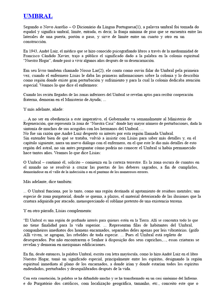 Significado del Umbral en el Espiritismo | PDF | Amor