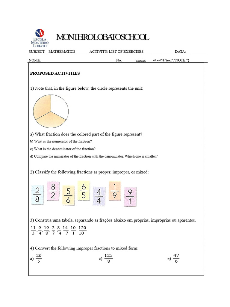 Exercise List 6th Grade | PDF | Mathematics | Arithmetic