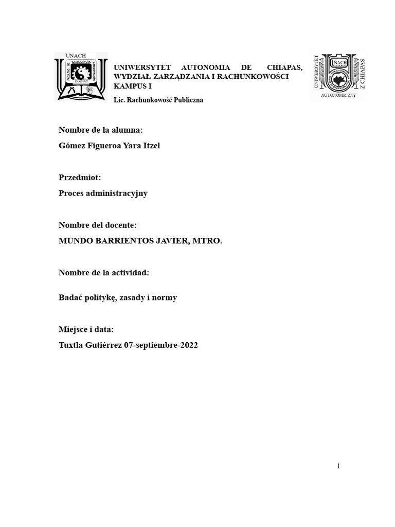 Polityka Norma i Zasada Badania | PDF