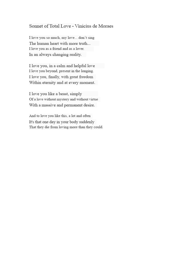 Sonnet of Total Love PDF | PDF