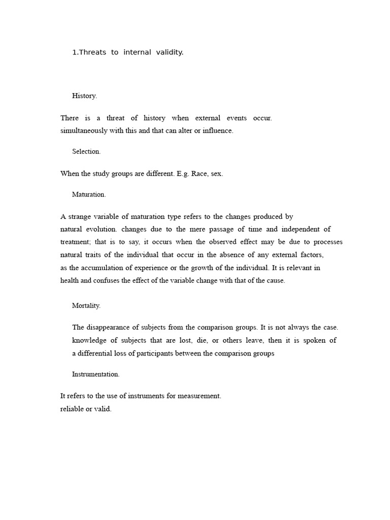 Threats To Internal Validity | PDF | Validity (Statistics ...
