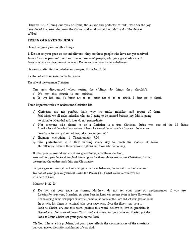 Setting Our Eyes on Jesus | PDF | Jesus | God