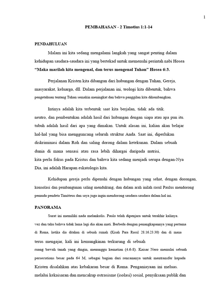 Dorongan Paulus untuk Timotius | PDF
