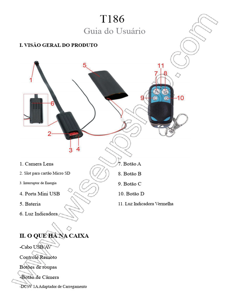 Guia Completo da Câmera T186 | PDF | Câmera | USB