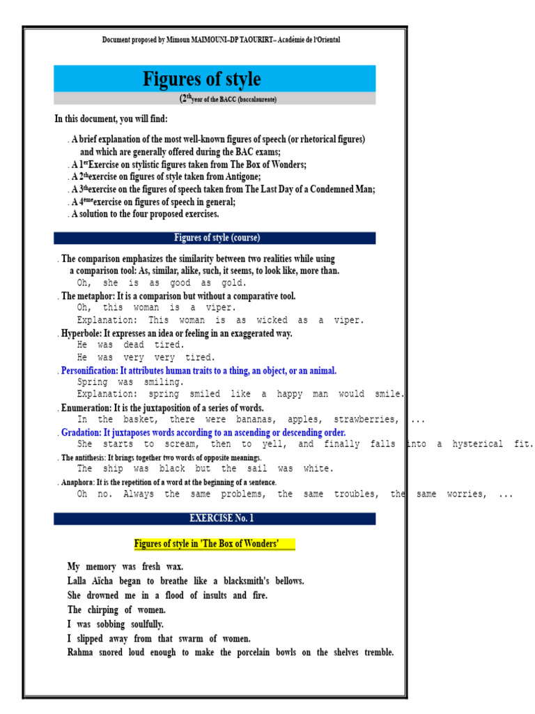 Figures of Style 1 Unlocked | PDF | Metaphor | Rhetorical Techniques