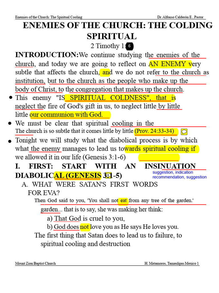 ENEMIES-OF-THE-CHURCH-THE-SPIRITUAL-COOLING | PDF | Satan | Pastor
