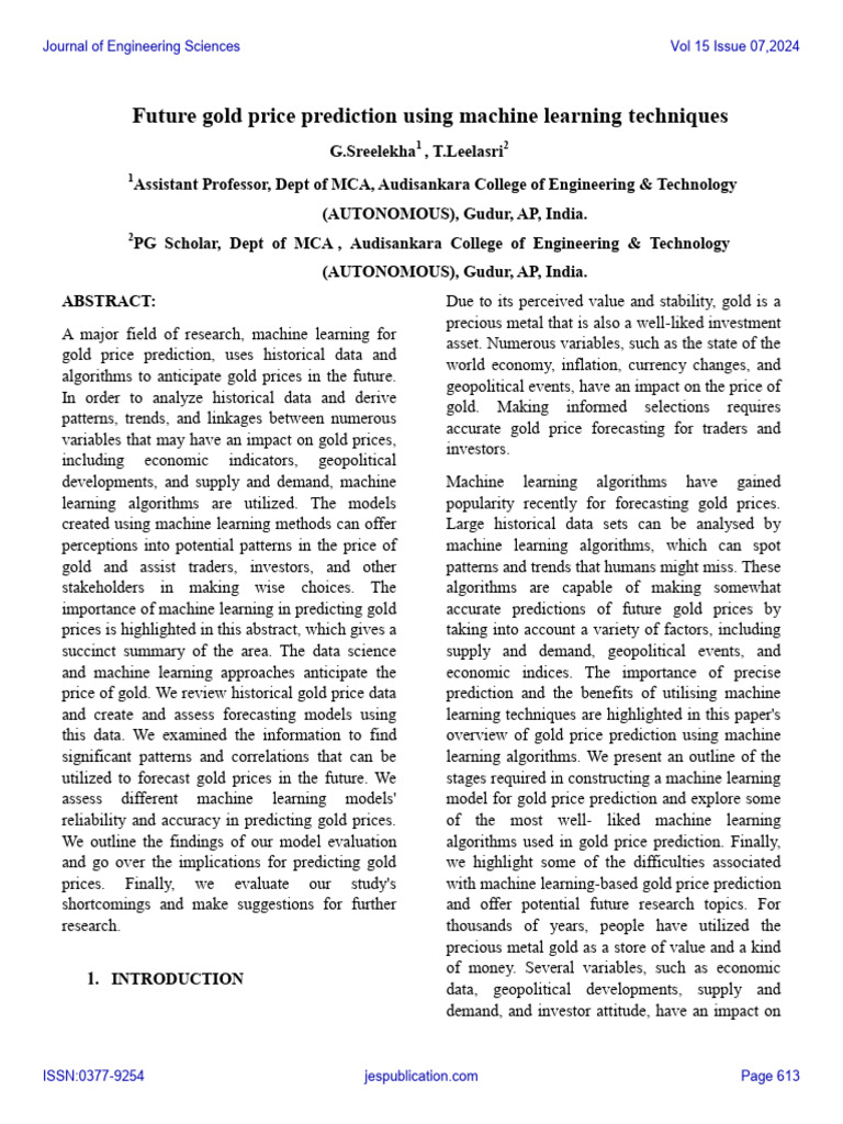 Gold Price Prediction with Machine Learning | PDF | Forecasting ...