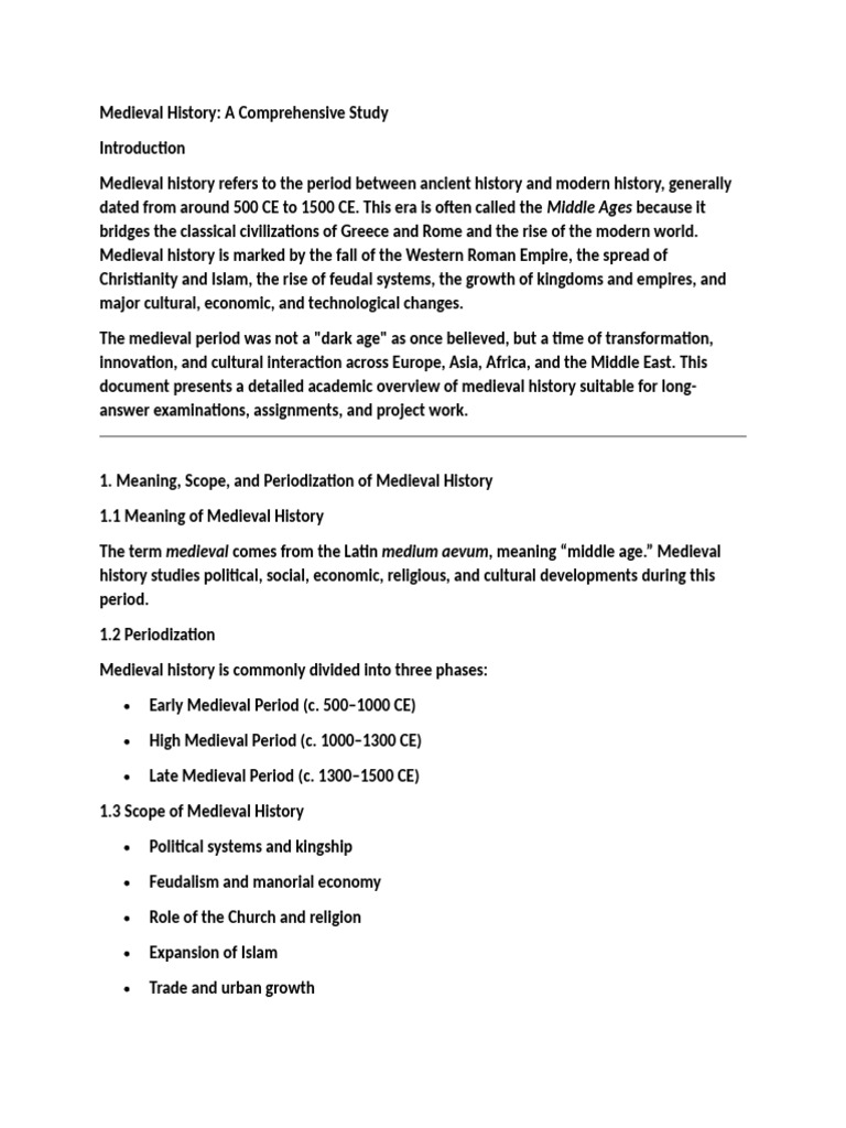 Medival Topic History | PDF | Middle Ages | Early Middle Ages