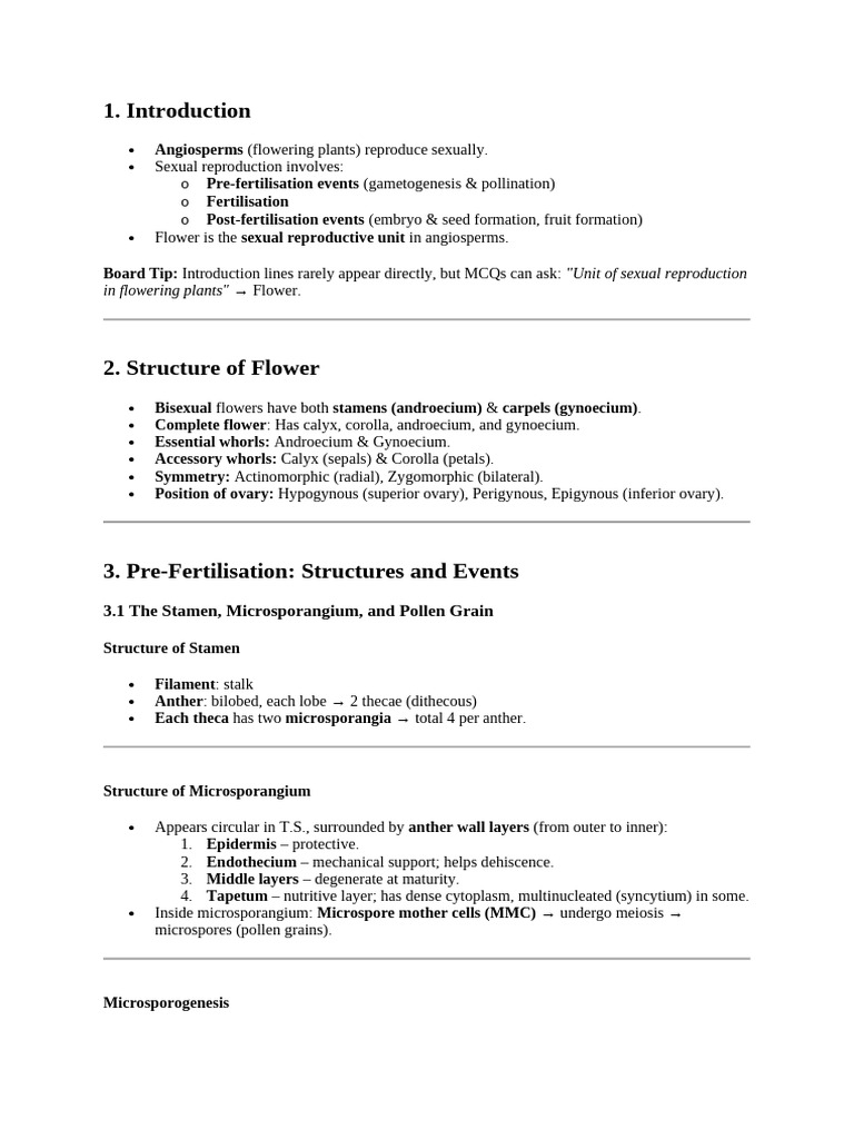 Angiosperm Reproduction and Flower Structure | PDF | Flowers | Branches ...