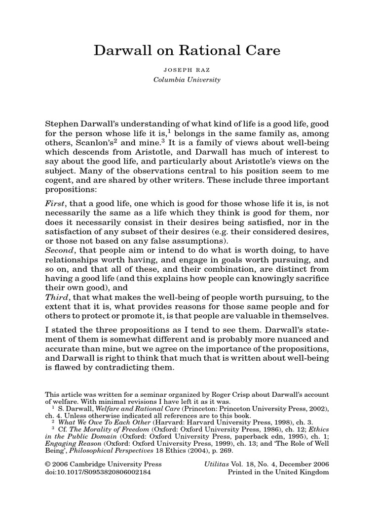 Darwall_on_Rational_Care | PDF | Rationality | Well Being