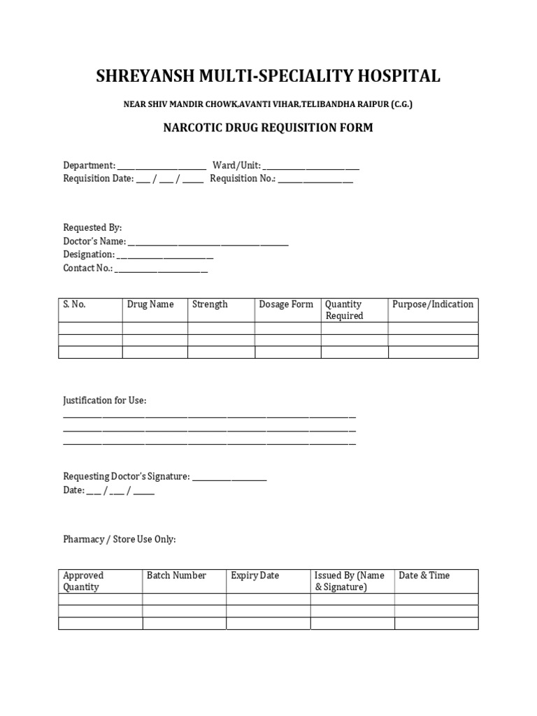 Narcotics Drug Form | PDF
