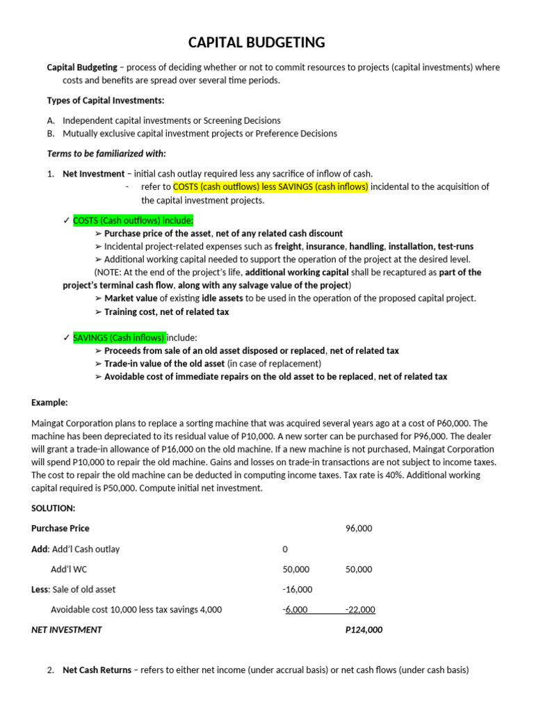 Capital Budgeting: Key Concepts and Techniques | PDF | Net Present ...