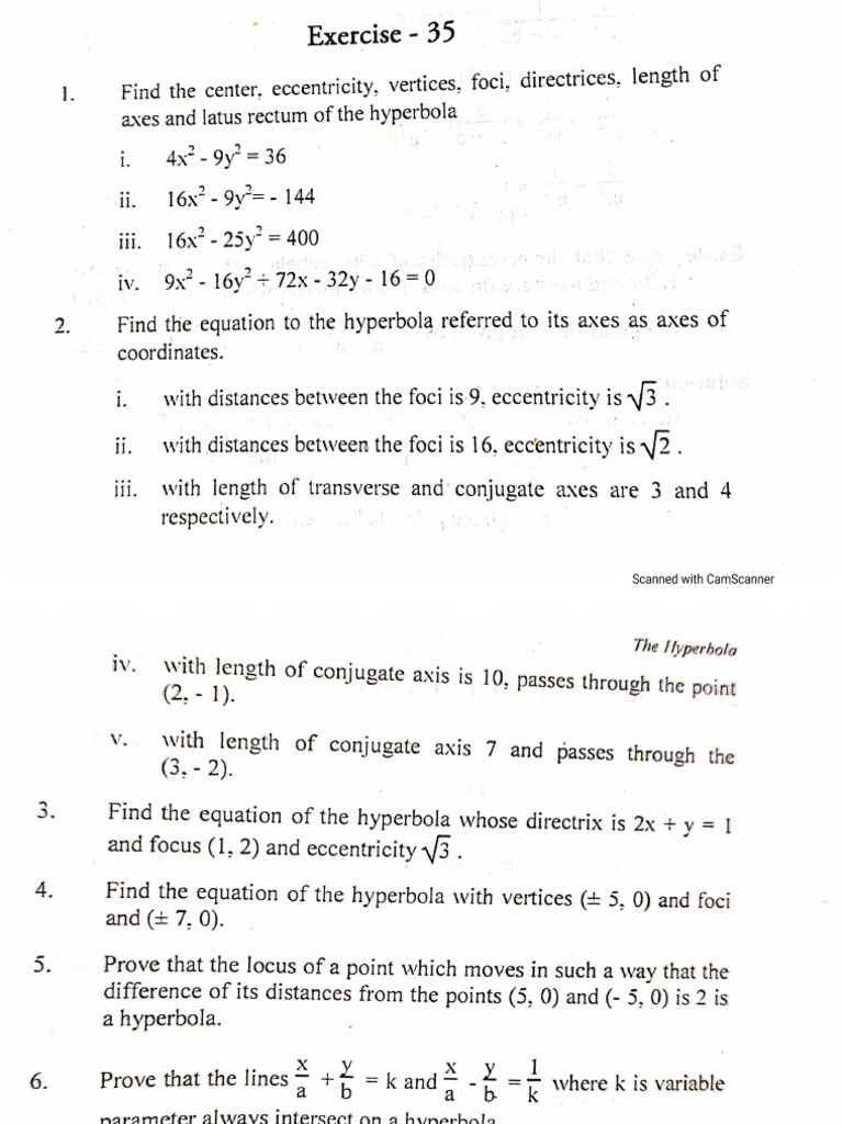 Math Day 10,11 Hyperbola Tangent and Normal | PDF