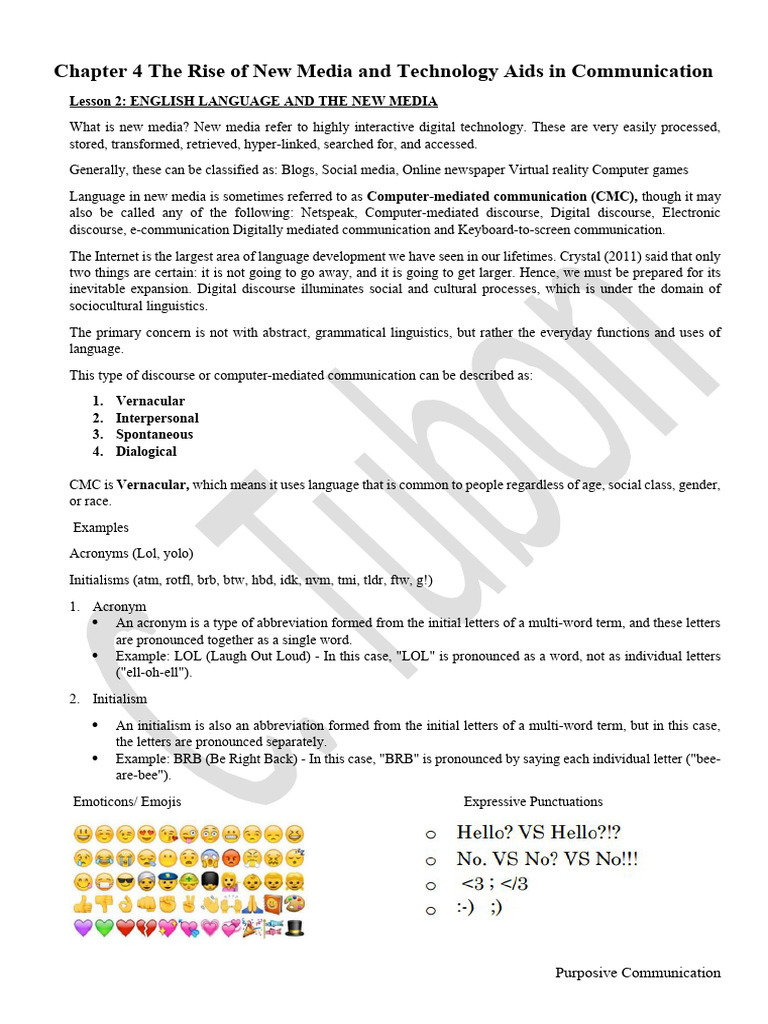 Chapter 4 Lesson 2 the Rise of New Media and Technology Aids in ...