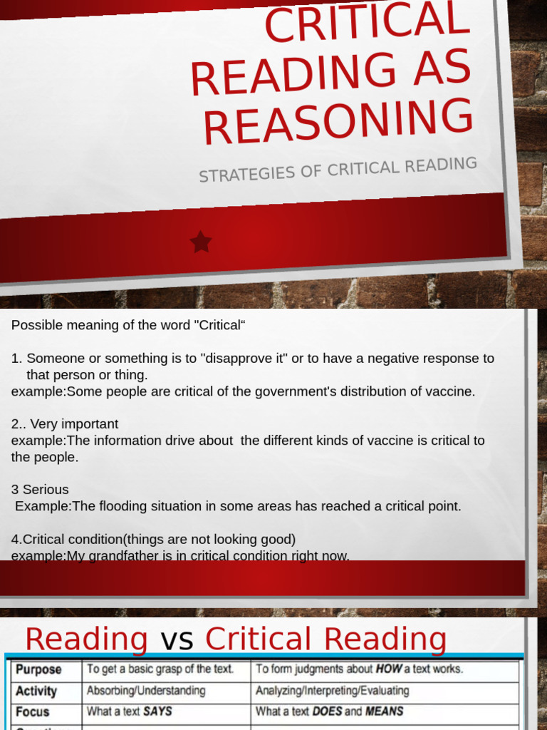 Critical Reading and Reasoning Strategies | PDF | Cognition | Logic