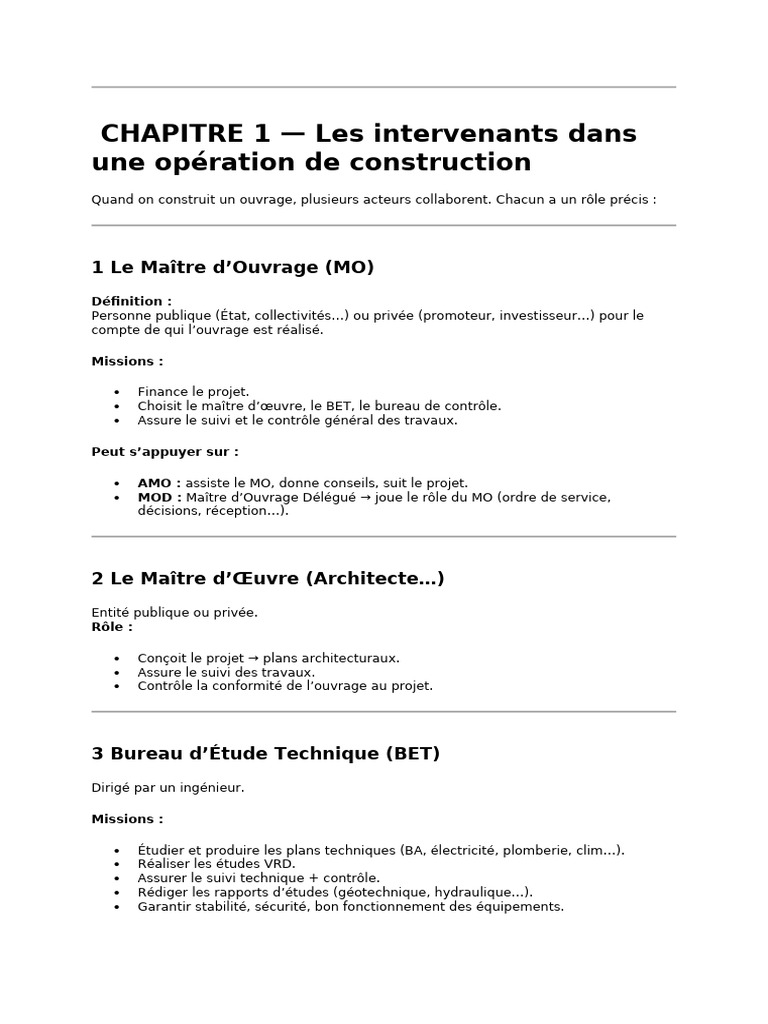 Intervenants clés en construction | PDF | Génie géotechnique ...