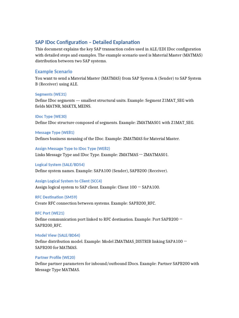 SAP IDoc Configuration Details | PDF | Electronic Data Interchange | Computing
