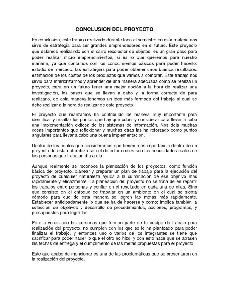 Conclusiones del Proyecto Innovador | PDF | Planificación | Cognición