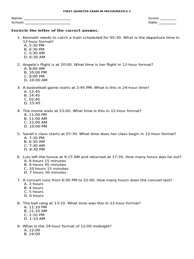 G5_MATH_Q1_TEST | PDF | Area | Chess