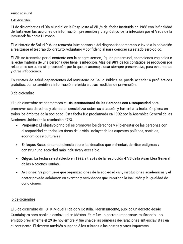Fechas importantes de diciembre 2023 | PDF | Abolicionismo | Esclavitud