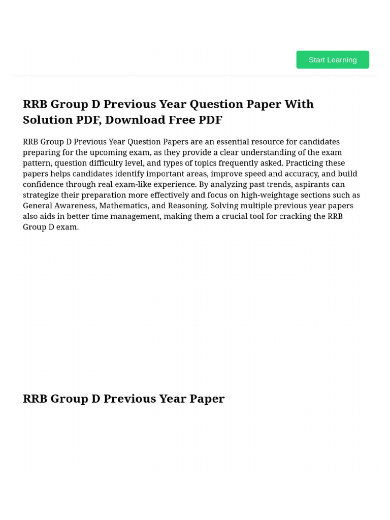 RRB Group D Previous Year Question Paper With Solution PDF, Download ...