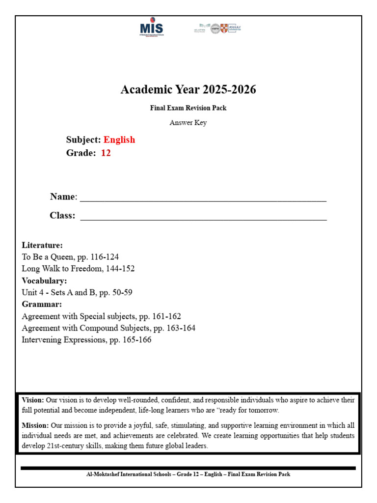 Grade 12 English Final Exam Revision Pack | PDF | Feminism | Gender Studies