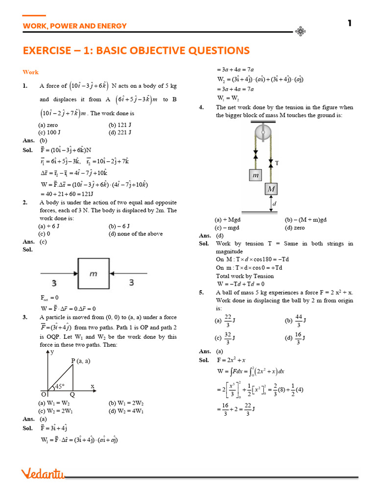 Work, Power, and Energy Exercises | PDF | Force | Potential Energy