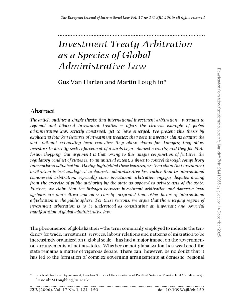 Gus Van Harten and Martin Loughlin | PDF | Arbitration | Treaty