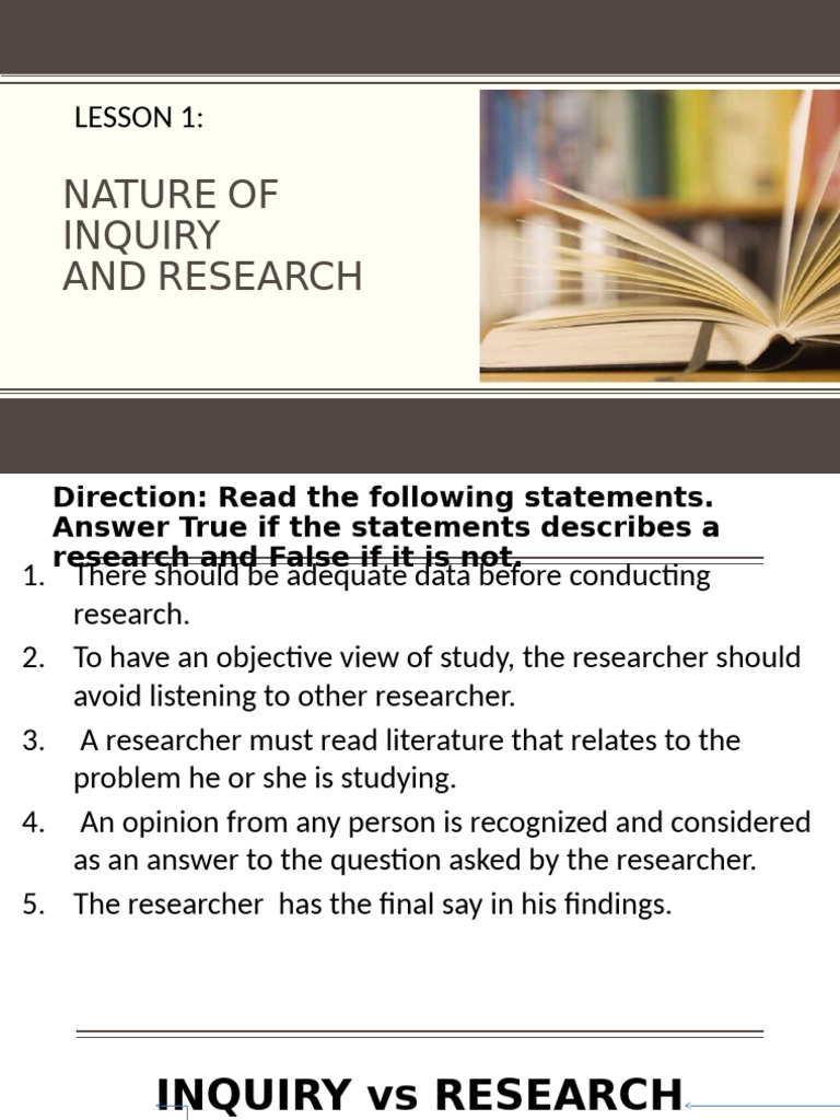 Understanding Inquiry and Research Basics | PDF | Knowledge | Experience