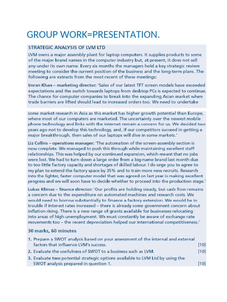 1815crib27 BM Group Work Swot Analysis | PDF