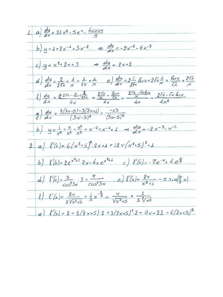 Differentiation Solutions | PDF