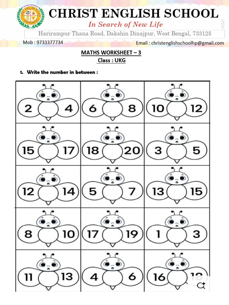 UKG Maths Worksheet Activities | PDF