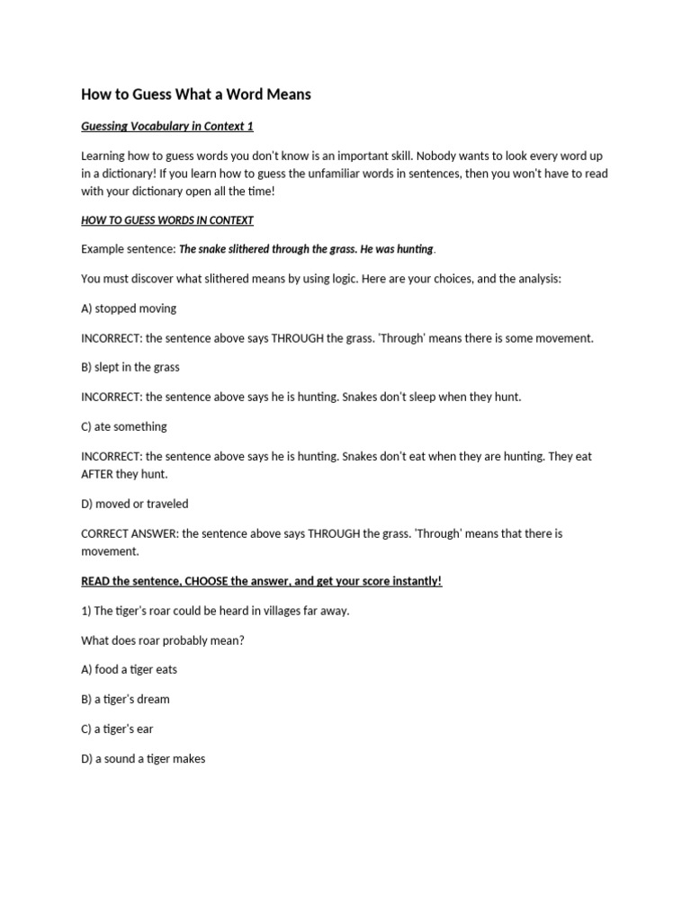 Guessing Word Meanings in Context | PDF | Punctuation | Fax