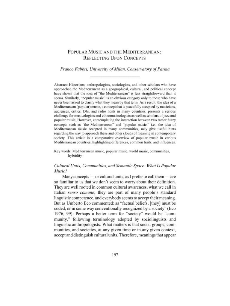 Popular Music and The Mediterranean Refl | PDF | Jews | String Instruments