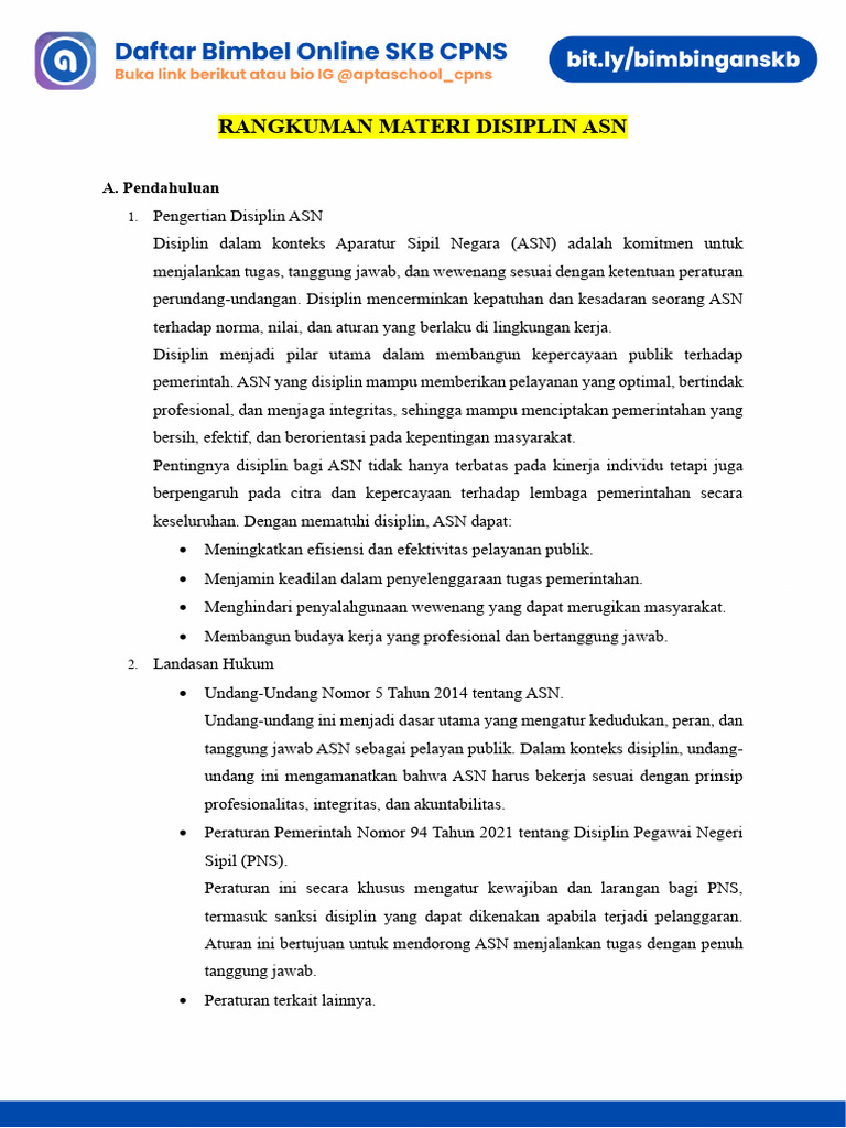 Disiplin ASN: Pengertian dan Sanksi | PDF
