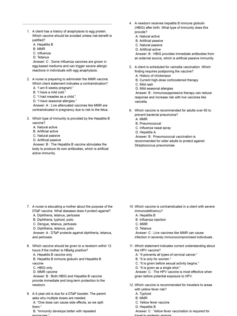 Vaccine Administration Guidelines and Contraindications | PDF ...